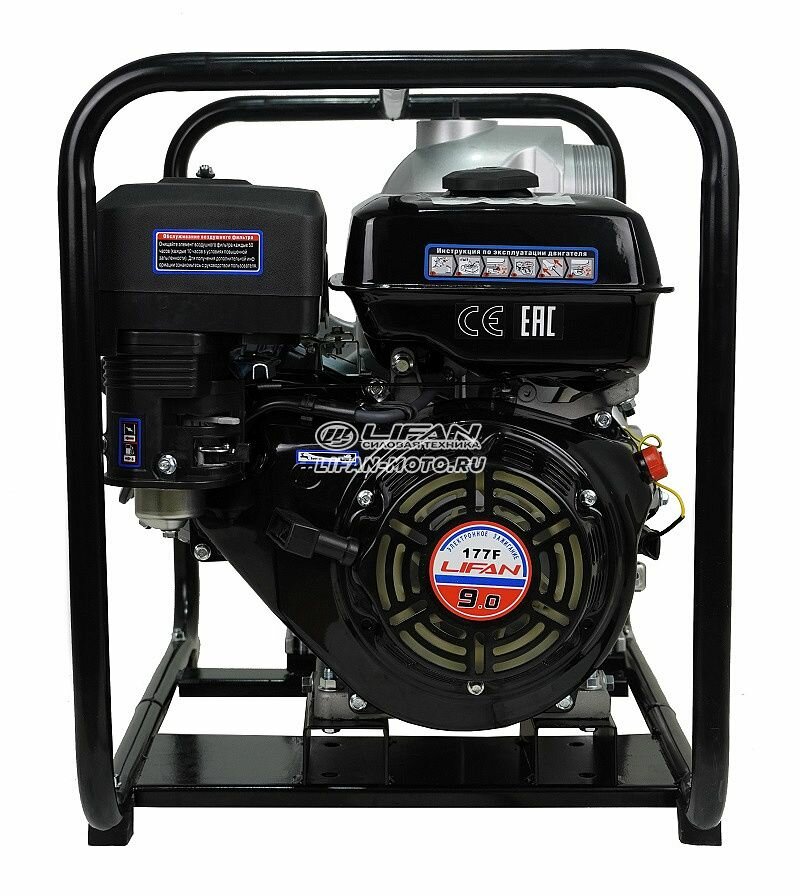 Мотопомпа LIFAN 80SP (9,0 л. с, 72 м/час, глубина/подъем 5/27 м, трубы 80 мм, 62 кг)