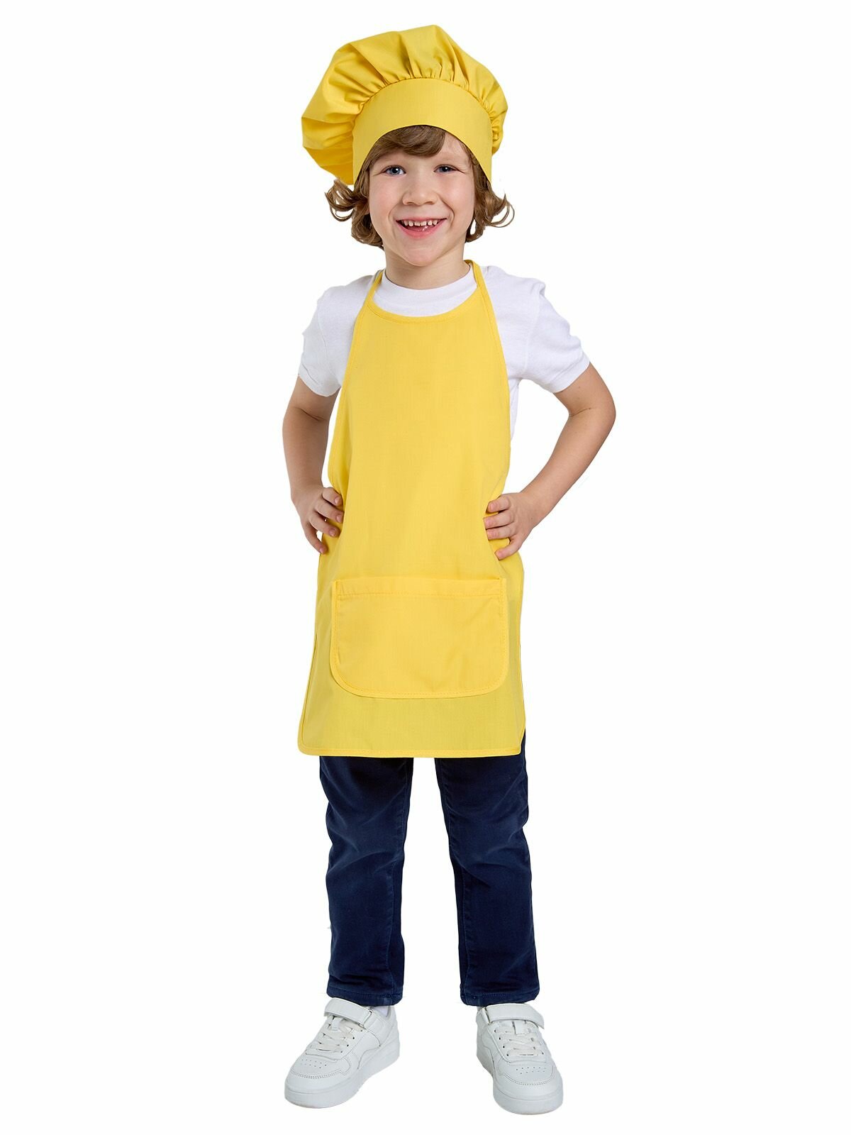 Детский карнавальный костюм Поваренок жёлтый на рост 104-110 (размер 28)