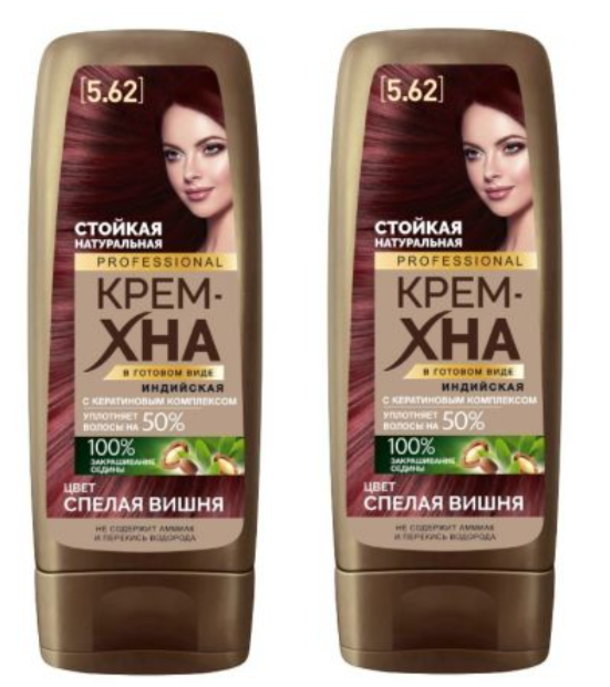 Крем-Хна Индийская Фито Косметик Professional в готовом виде, спелая вишня, 140 мл, 2 шт.