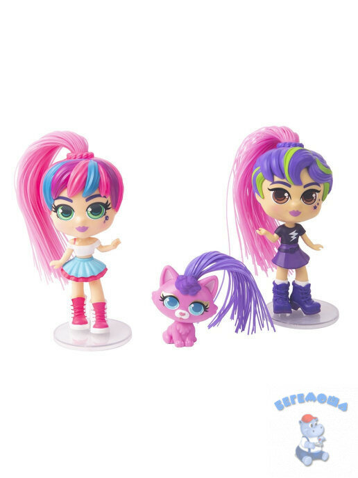 Куклы Curli Girls серия Color Magic подружки Чарли и Бейли с котенком Ава 82079-2