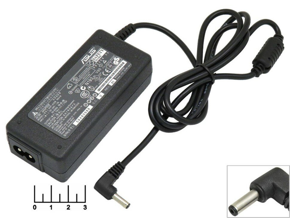 Блок питания 19V 1.75A Asus AC-N285 импульсный (4.0*1.35) без шнура (восьмерка) угол