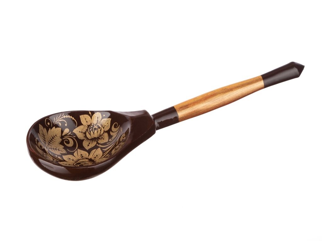 Деревянная ложка полубаская, роспись "Золото", Хохлома LHL7101
