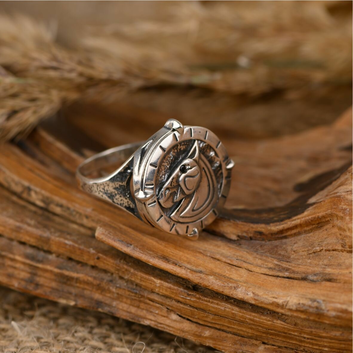 Шарм, серебро, 925 проба, чернение, сапфир