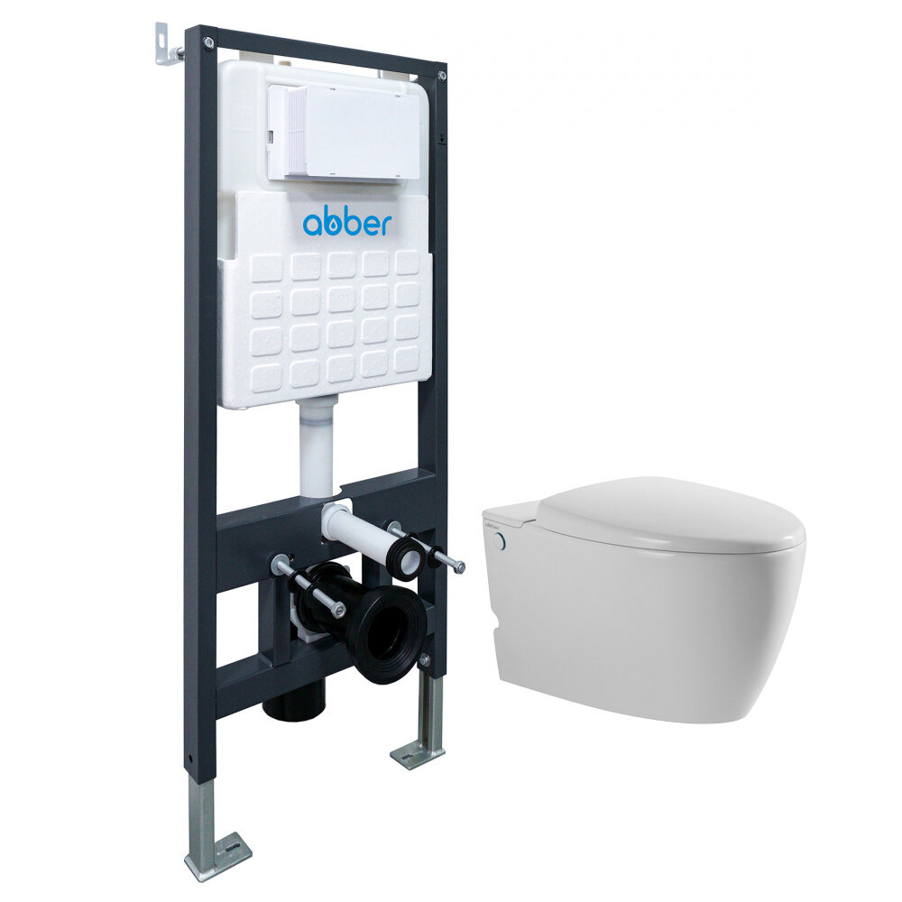 Подвесной унитаз Abber Bequem AC1107P с инсталляцией AC0105