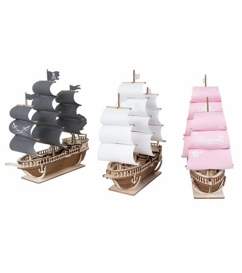 Деревянный конструктор Lemmo корабль «ламар», 87 деталей