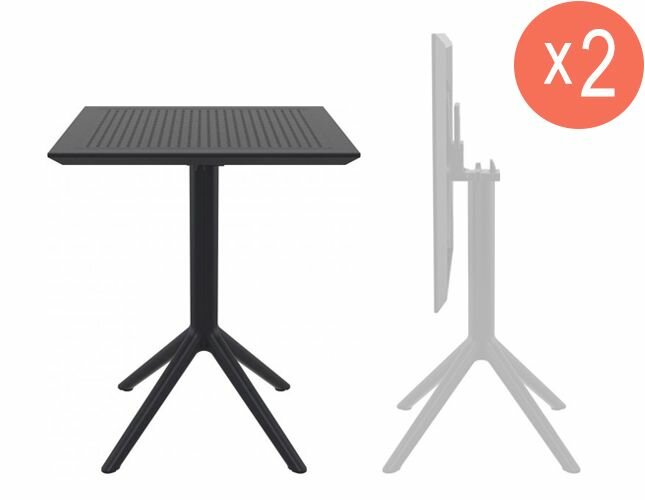 Комплект обеденных складных столов Siesta Sky Folding Table 60х60 см, 2 шт, уличный, черный