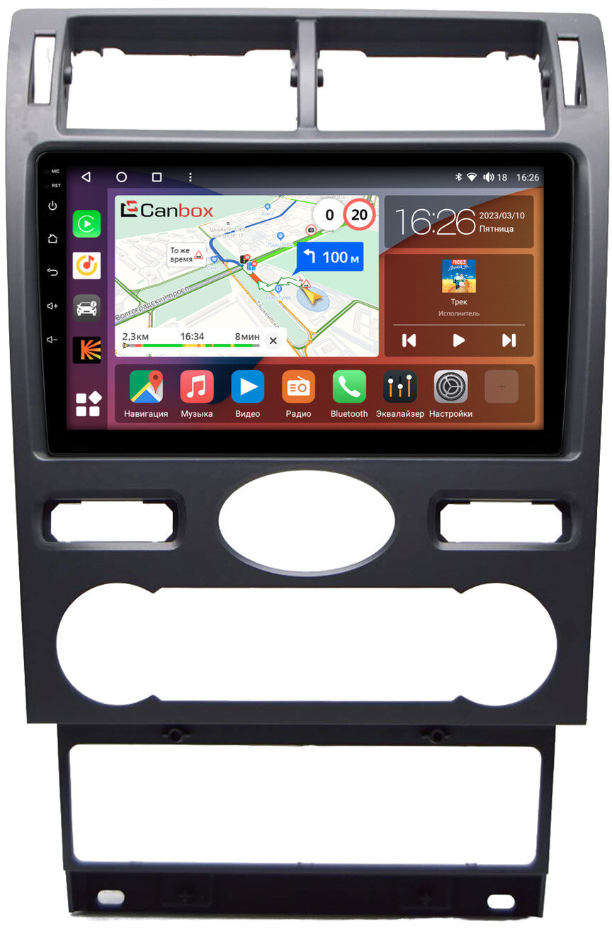 Штатная магнитола Ford Mondeo 3 2003-2007 Canbox H-Line 4166-9-1390 на Android 10 (4G-SIM, 4/32, DSP, QLed)