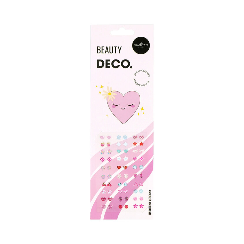 Тату-сережки DECO. STICK ON EARINGS by Miami tattoos переводная (heart)