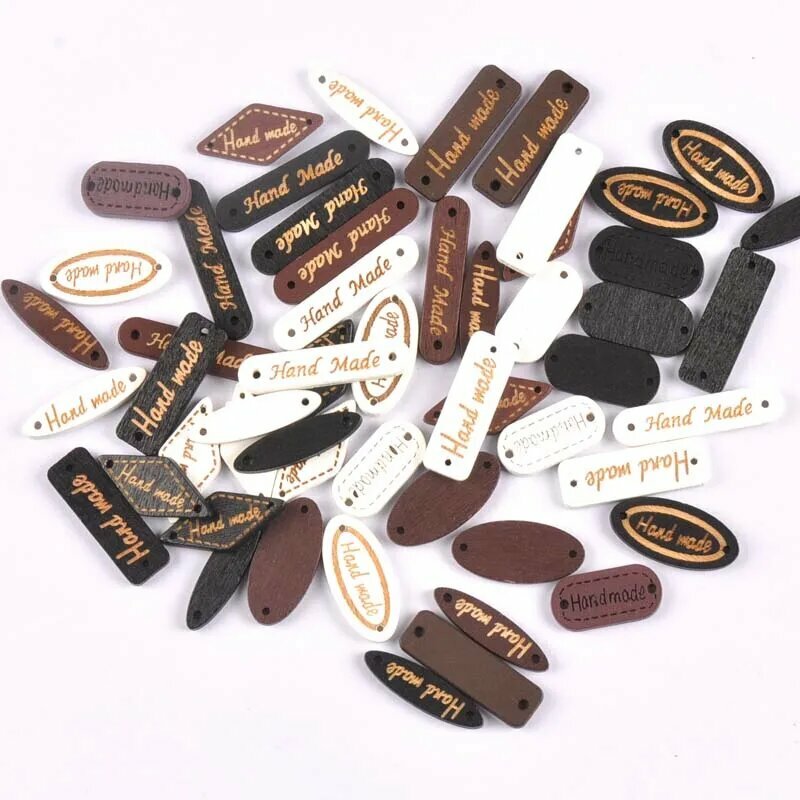 Деревянные пуговицы "Ручная работа" MT1869 50 шт. Коричневый, mix