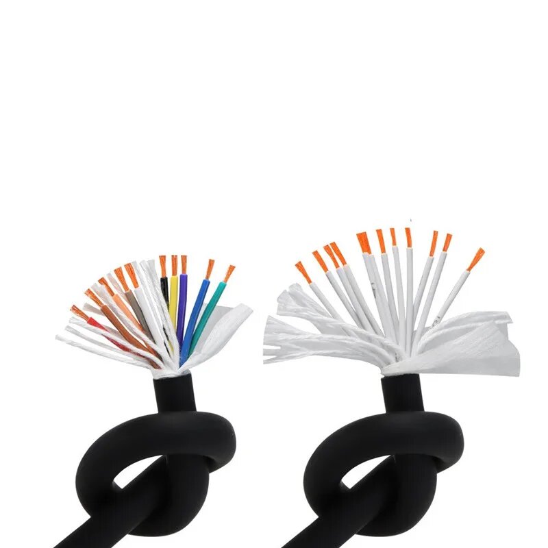 NIQEZNIL кабель медный 26/24/22 AWG 10-40 сердечников 0.2MM 24 AWG, Black Sheath, 12C 1meter