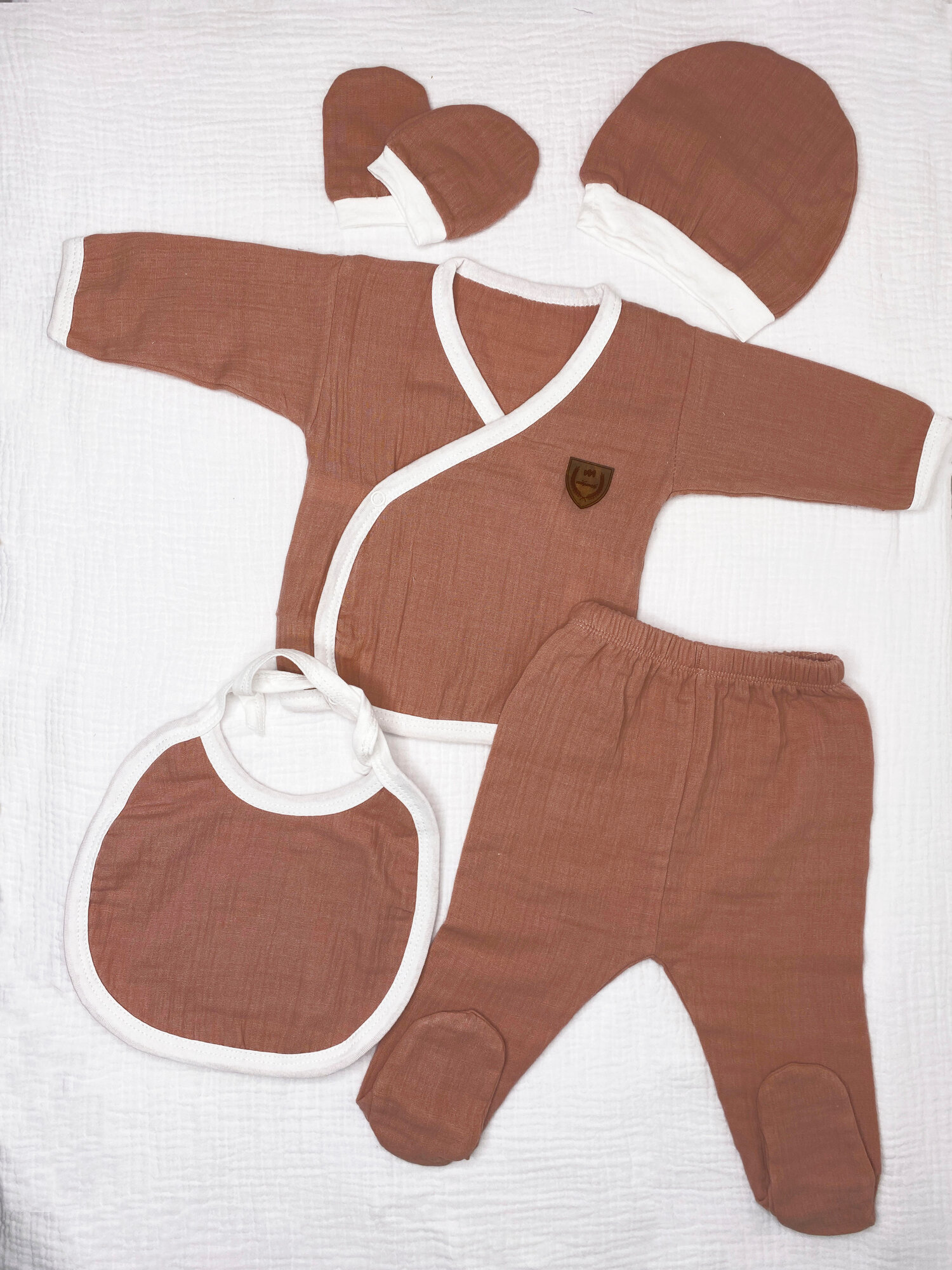 Комплект на выписку Misimosi, коричневый, для мальчиков, 56 размер