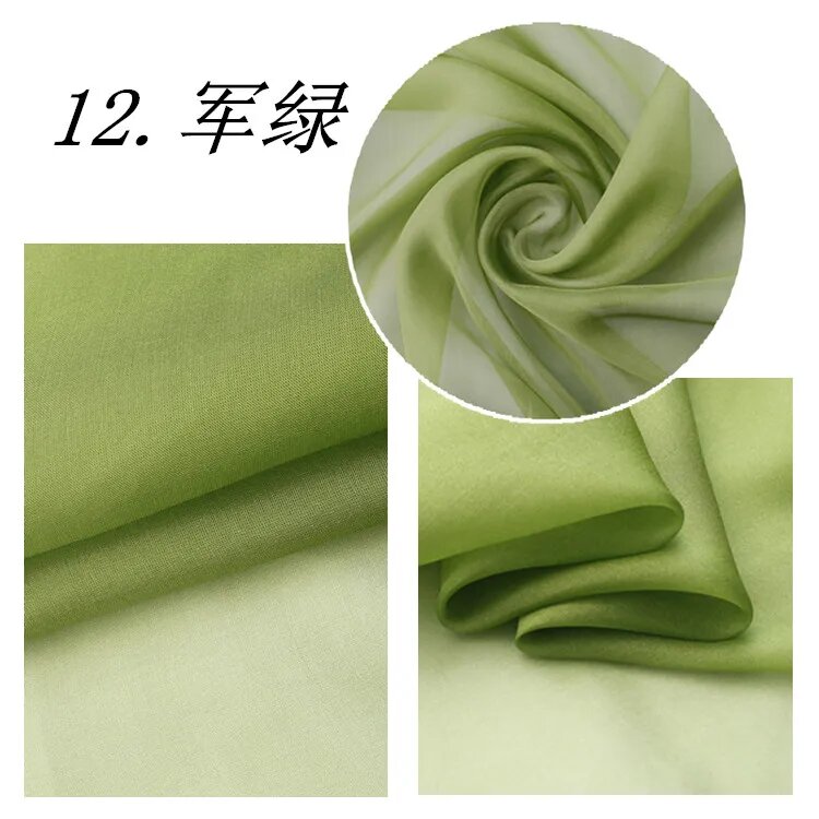 Зеленая шелковая ткань, color No 12, 114х50 см