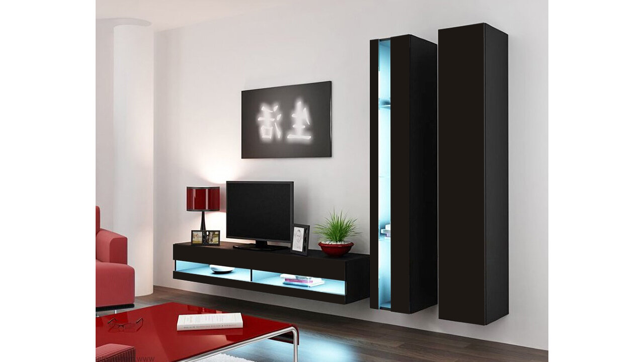 Гостиная Виго нью 5 Черный 0190 NOW 260x42x180 см, Фиеста