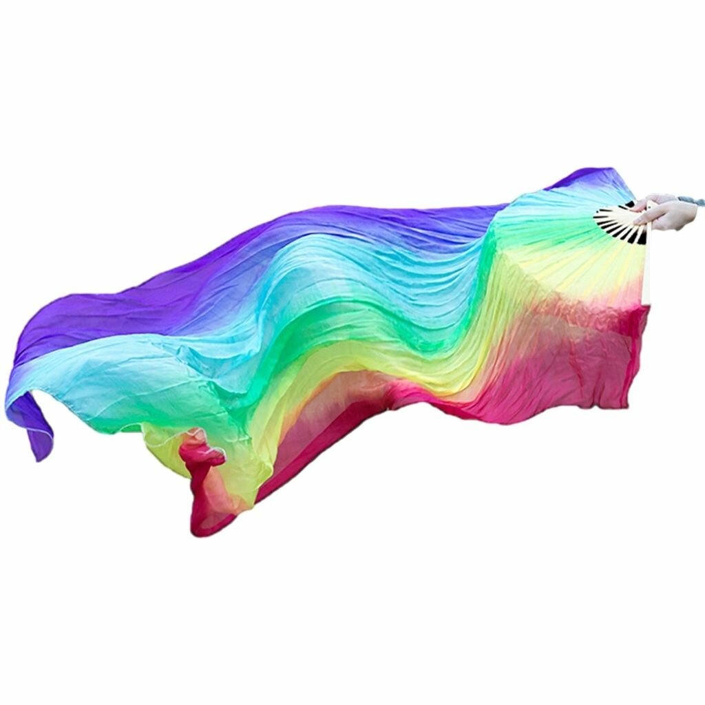 Стильный веер для танца живота из искусственного шелка, 1.5 метра, бамбуковые веера, - 14