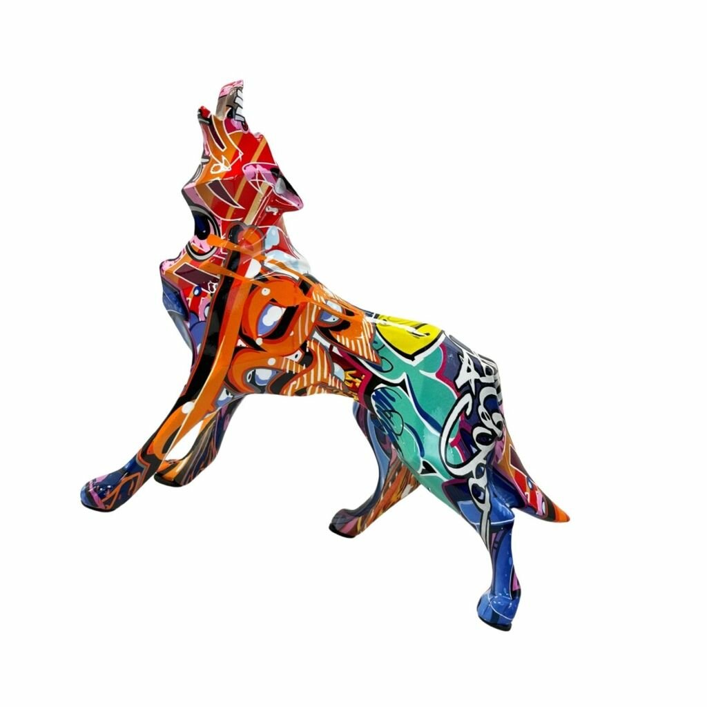 Геометрическая фигурка волка, креативная скульптура животного из смолы для любителей искусства и украшения дома, настольная