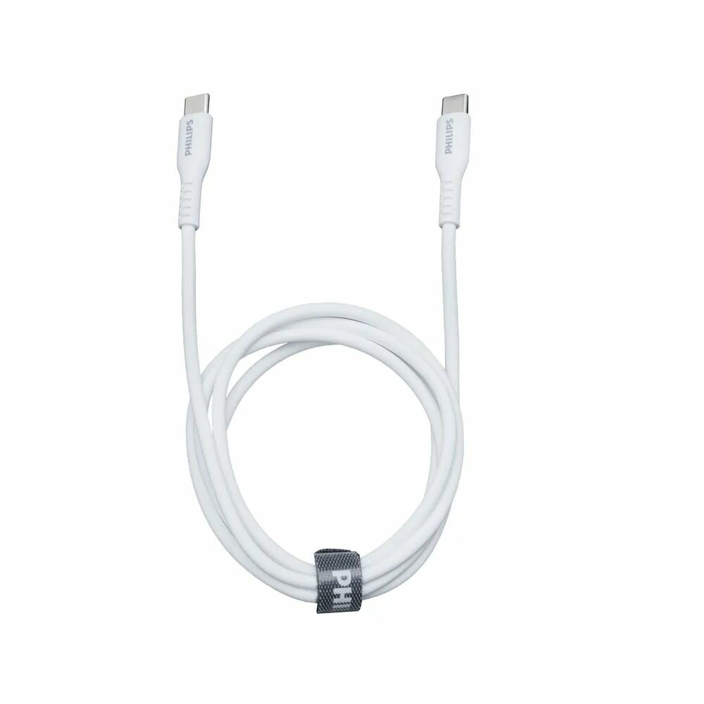 Кабель круглый PHILIPS USB Type-C - USB Type-C белый 1.2 м