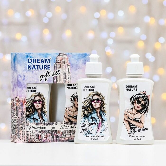 Набор уходовых средств DREAM NATURE шампунь для ослабленных и поврежденных волос, гель для душа, 2х250 мл