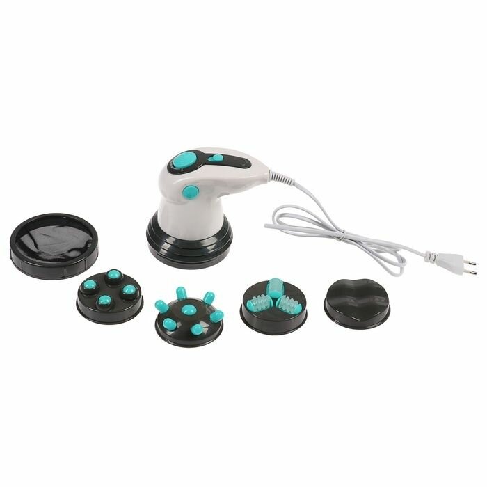 Массажер для головы Luazon Home LEM-34, антицеллюлитный, 2 режима, 5 насадок, 220 В, белый