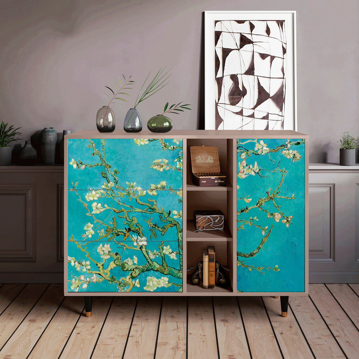 Комод - STORYZ - BS2 Almond Blossom by Van Gogh, Разер - 125 x 97 x 48 см , Цвет корпуса - Бежевый