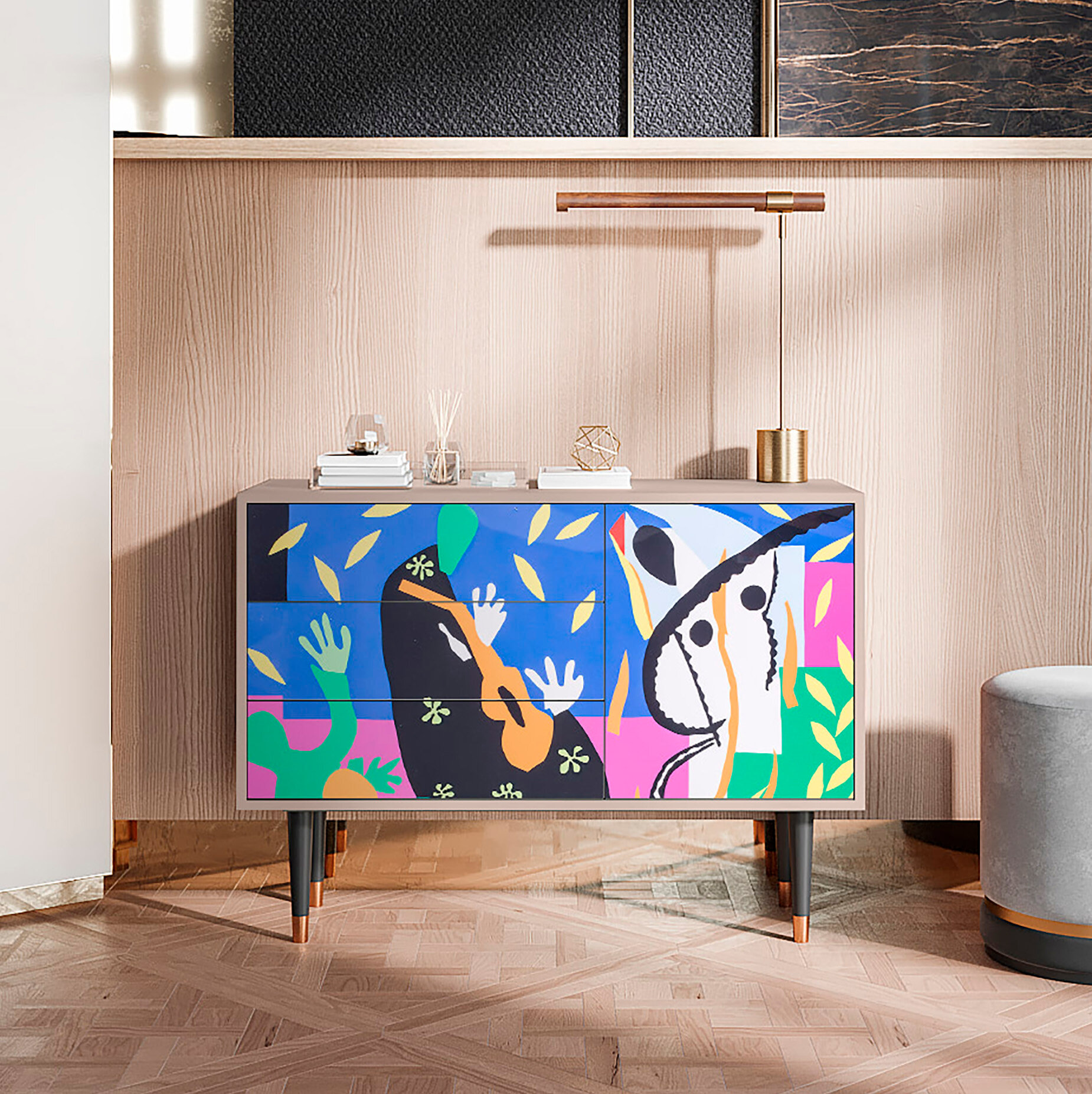Комод - STORYZ - S3 La Tristesse du Roi by Henri Matisse , Размер - 115 x 84 x 41 см, Цвет корпуса - , Бежевый