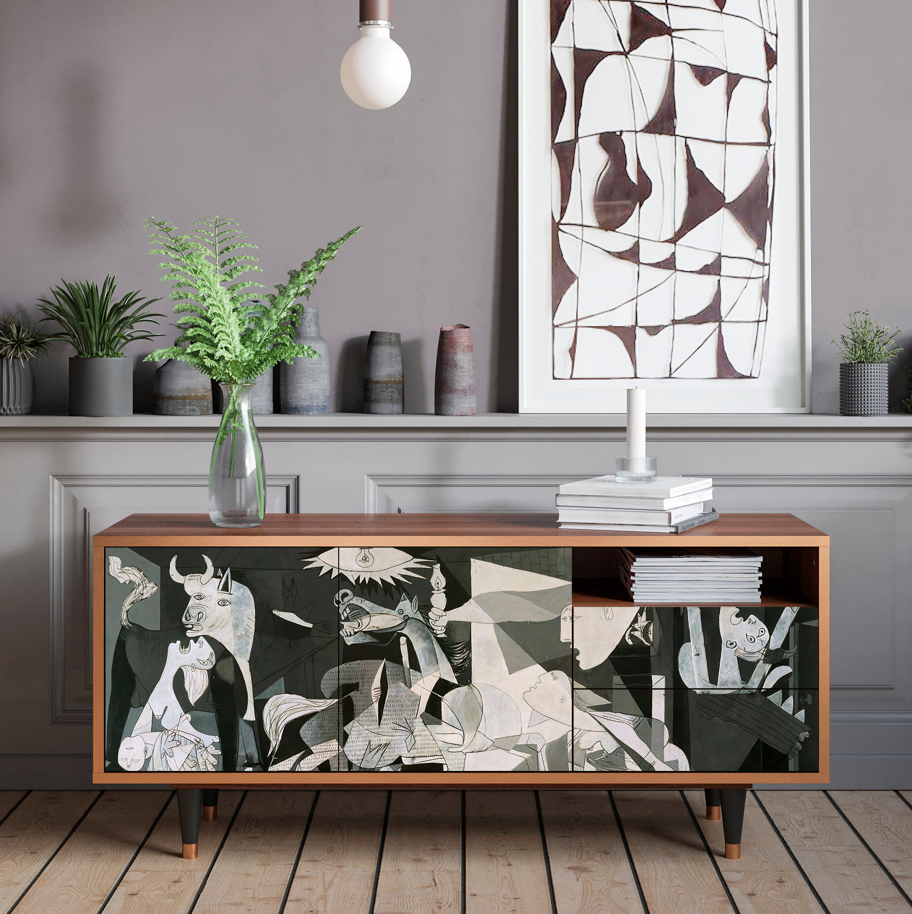ТВ-Тумба - STORYZ - T7 Guernica by Pablo Picasso, Размер - 125 x 56 x 41 см, Цвет корпуса - , Орех