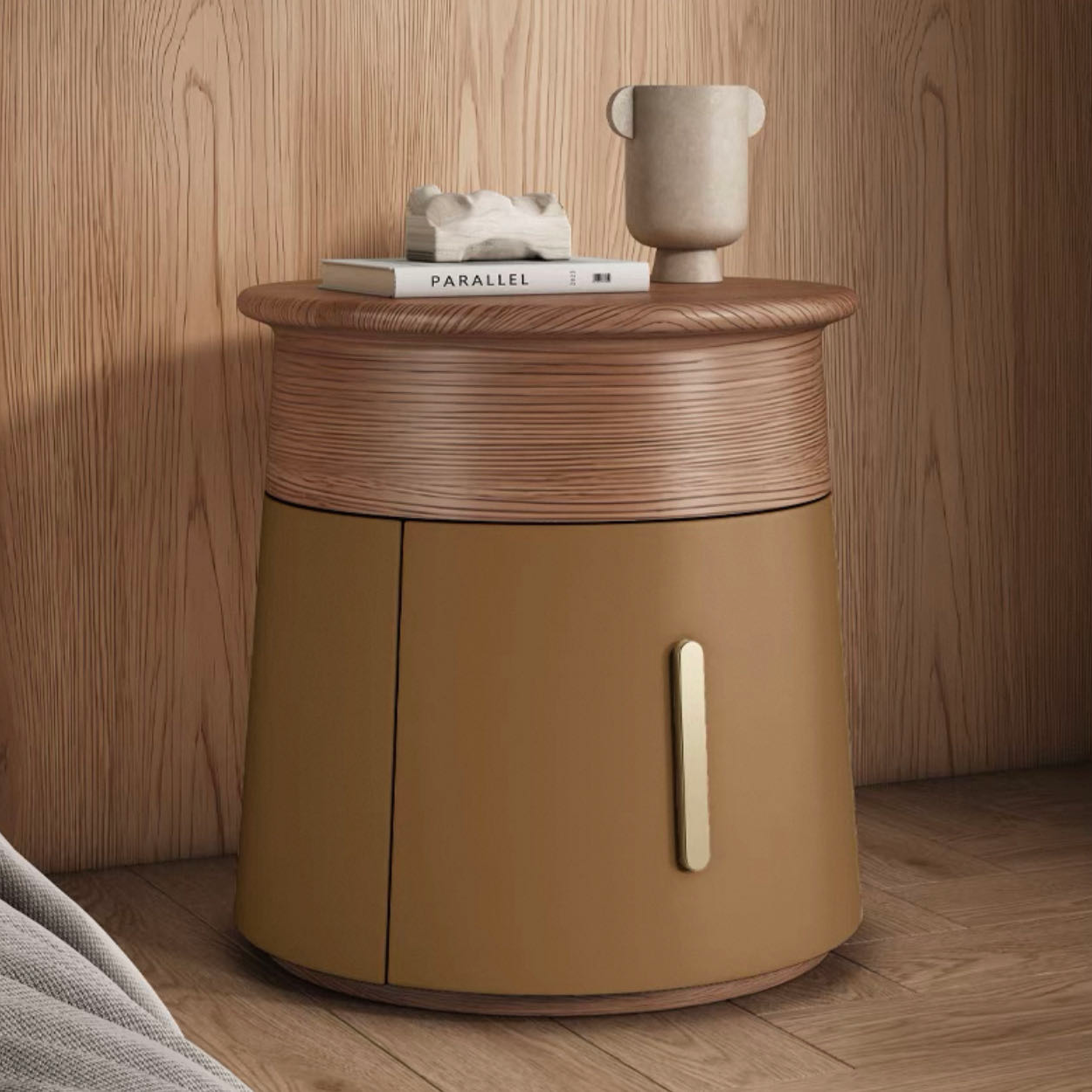 Прикроватная круглая тумбочка Andilla (Светло-коричневый)