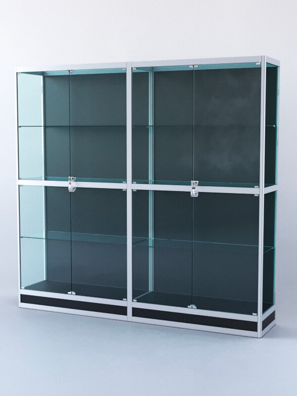 Витрина "прямоугольная" №4-2м-400-1 (задняя стенка - ДВП), Черный