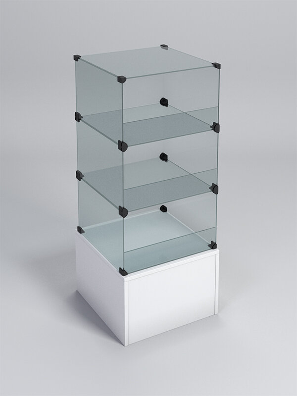 Прилавок "КУБ" №4-КО (без стеклянных дверок, передняя стенка - стекло), Белый