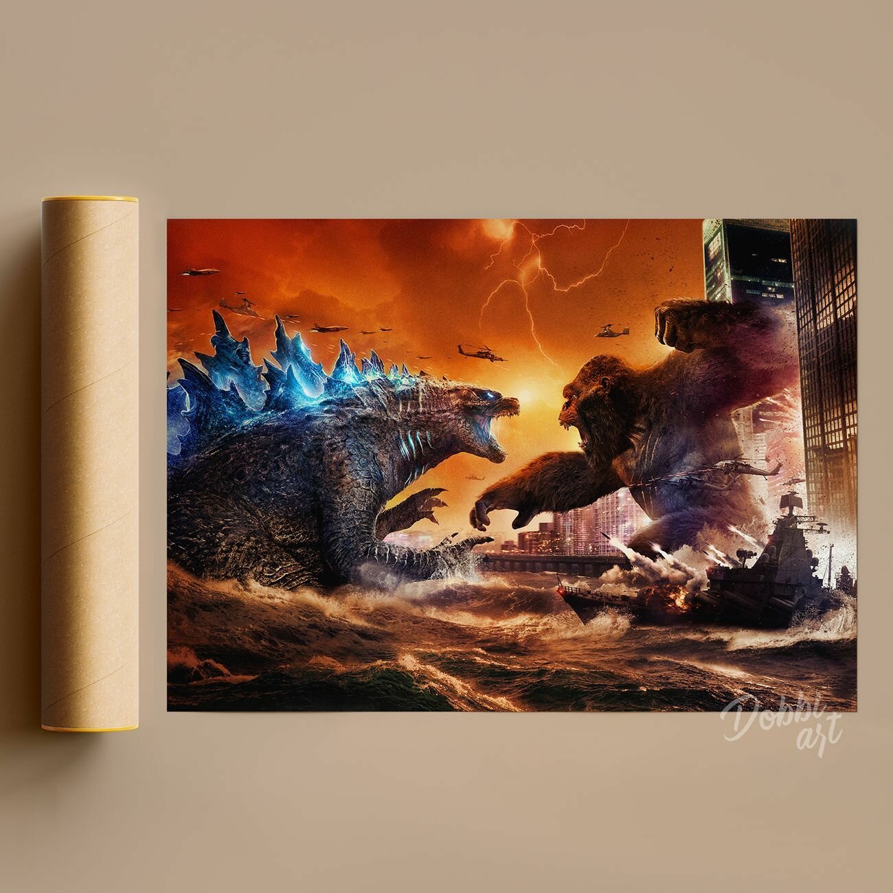 Постер Годзилла против Конга 40х50 см без рамы/ Плакат для интерьера, в подарок