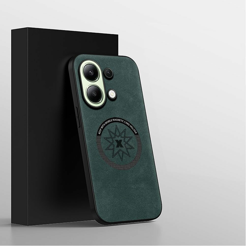 OLGE Роскошная кожа MagSafe чехол для Redmi Note 13 4G (Редми Ноут 13 4G) чехле магнит, Защита от падения