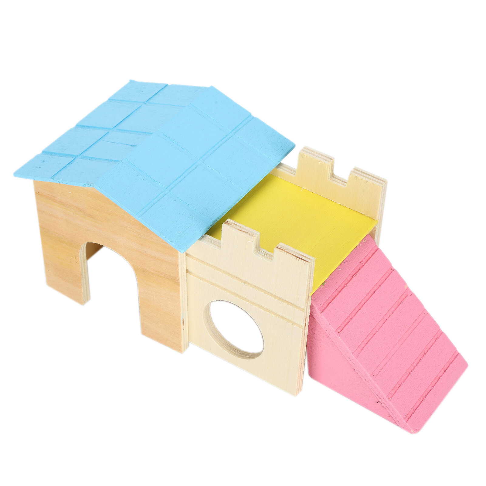 Деревянный домик для хомяка с забавной лестницей-горкой и игрушками для маленьких домашних животных — хомячков.