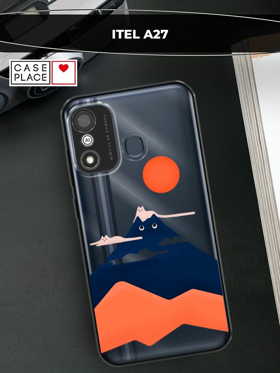 Чехол на Itel A27 / Ител А27 с принтом "Кот-гора", прозрачный
