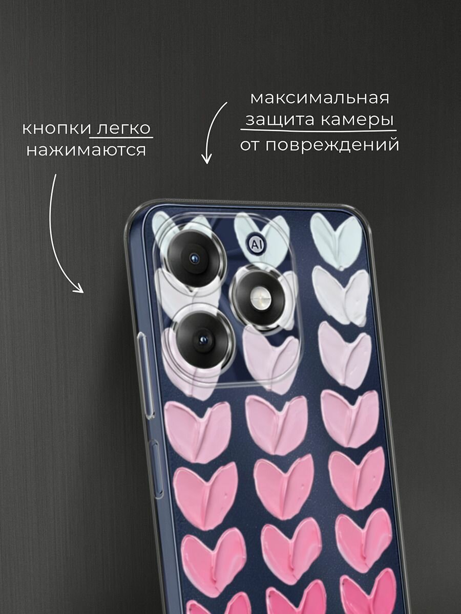 Чехол на Itel A70 / Ител А70 с принтом "Градиент из сердечек" — фото 1
