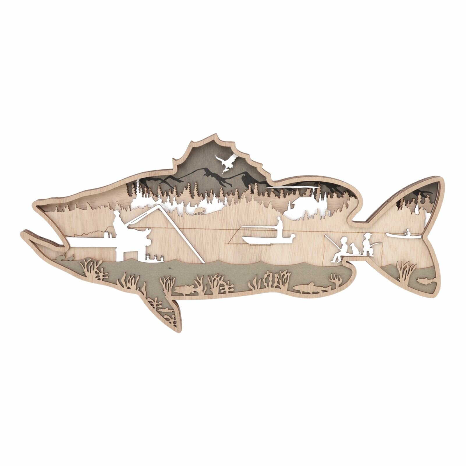 Деревянная фигурка рыбы "Лосось" для декора стола/офиса