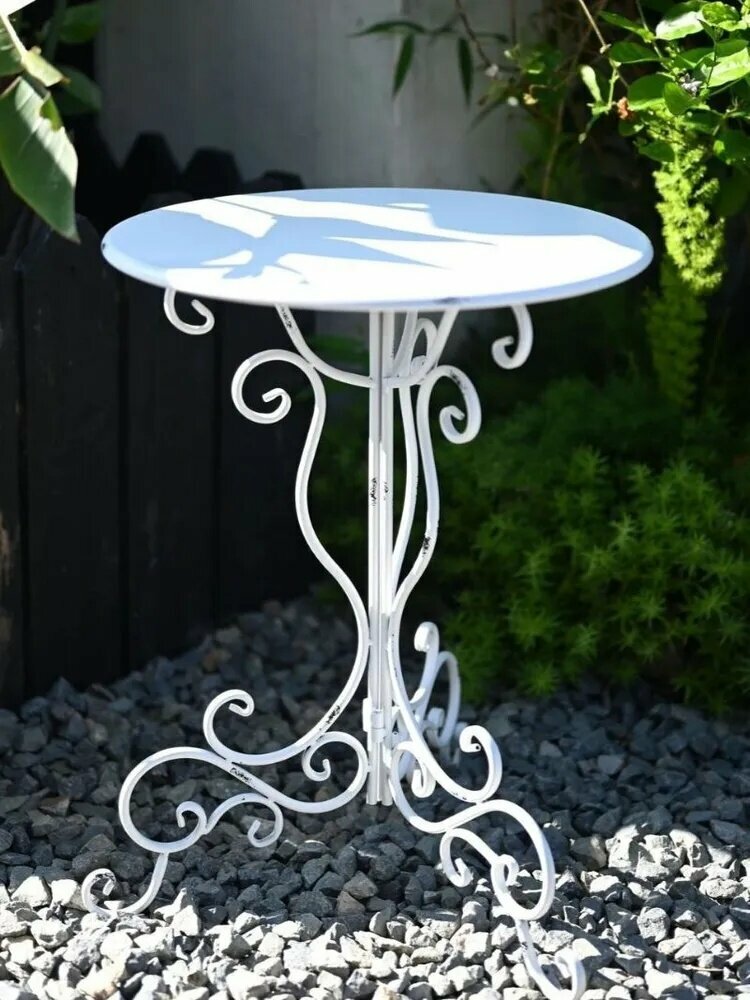 Стол садовый, металл, цвет слоновая кость, 40 см х 40см х 53,5 см