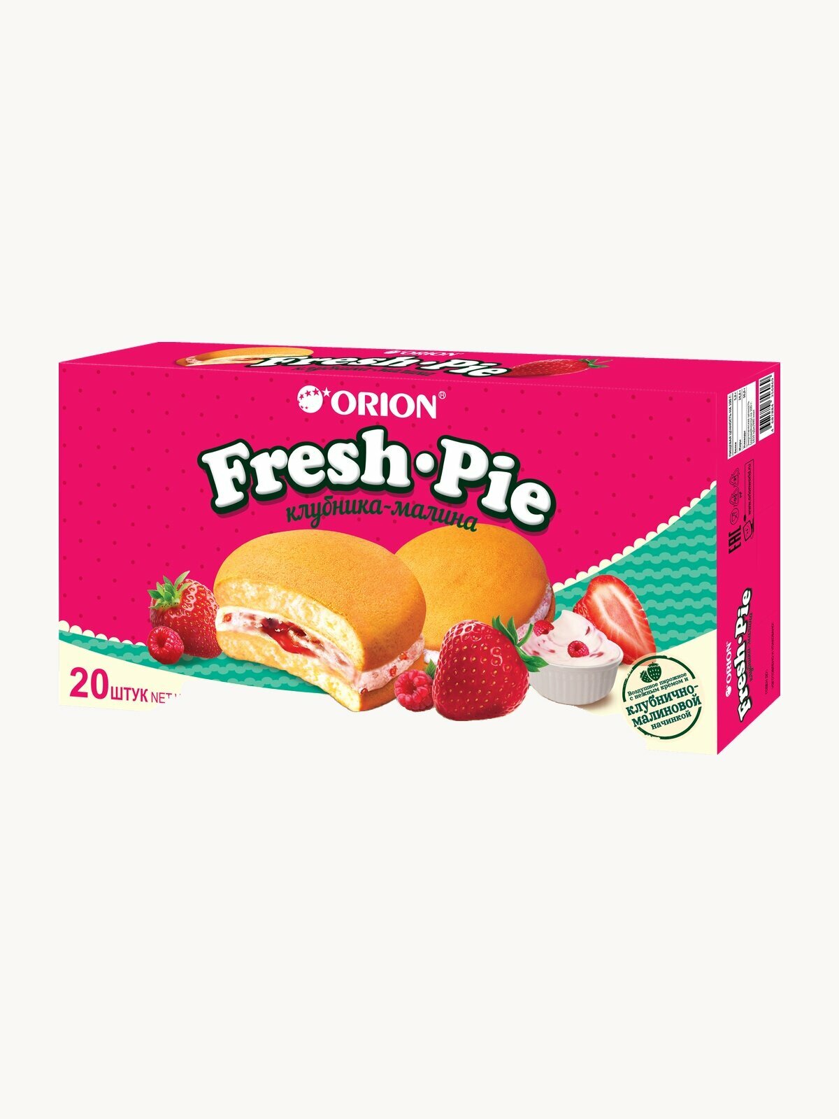 Пирожное Бисквитное с клубнично-малиновой начинкой "FRESH PIE" ("фреш ПАЙ") 500 гр