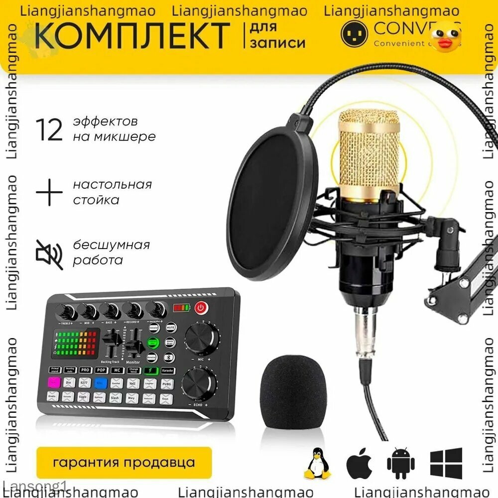 Эксклюзивный комплект для студийной записи с конденсаторным микрофоном и микшером