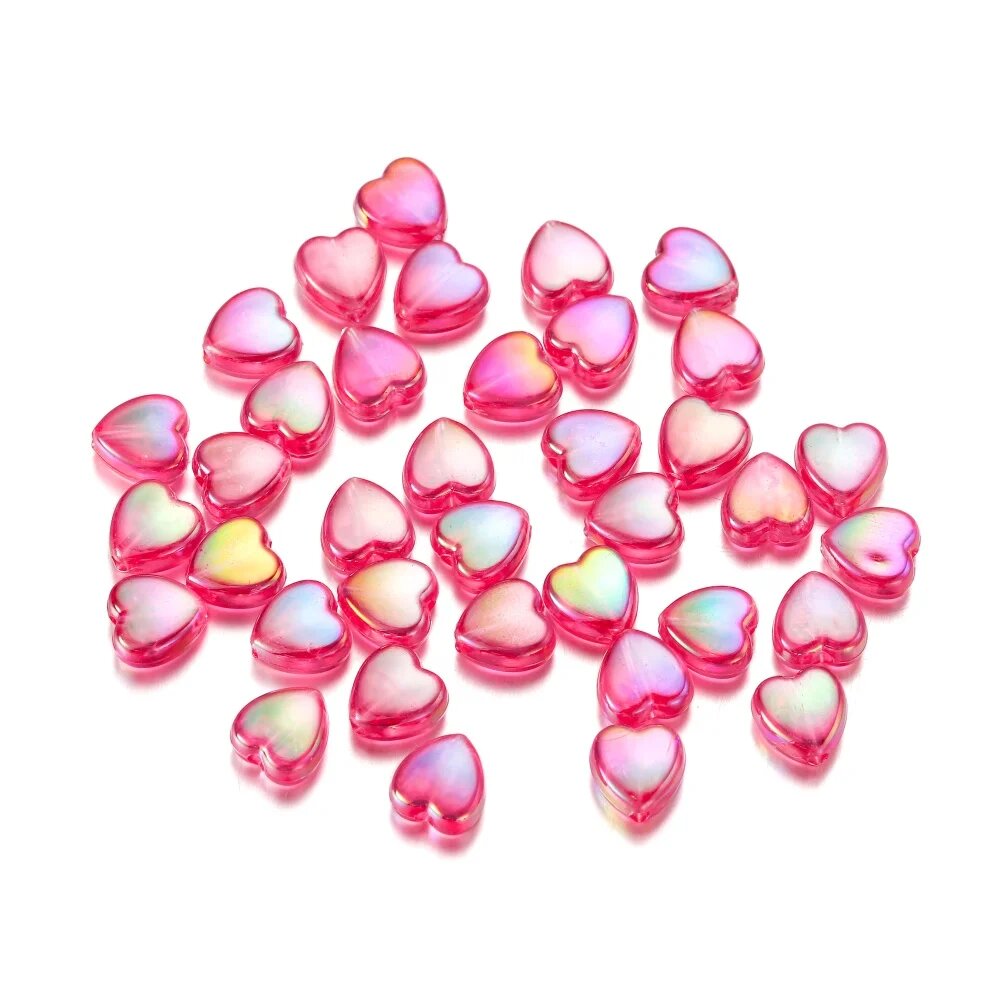 Акриловые бусины St.kunkka сердечки 9 мм 50/100 шт Розовый, 100Pcs, Rose Red