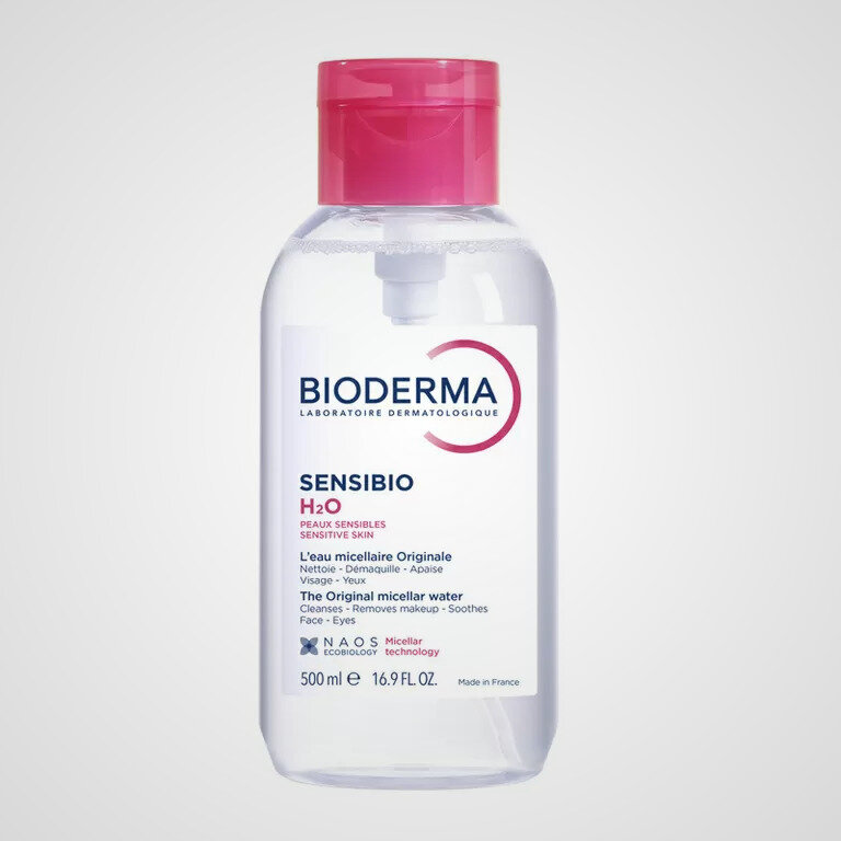 Сенсибио Н2О Мицеллярная вода 500 мл с помпой BIODERMA Sensibio H2O Make-up removing micelle solution Мицеллярная вода 500 мл