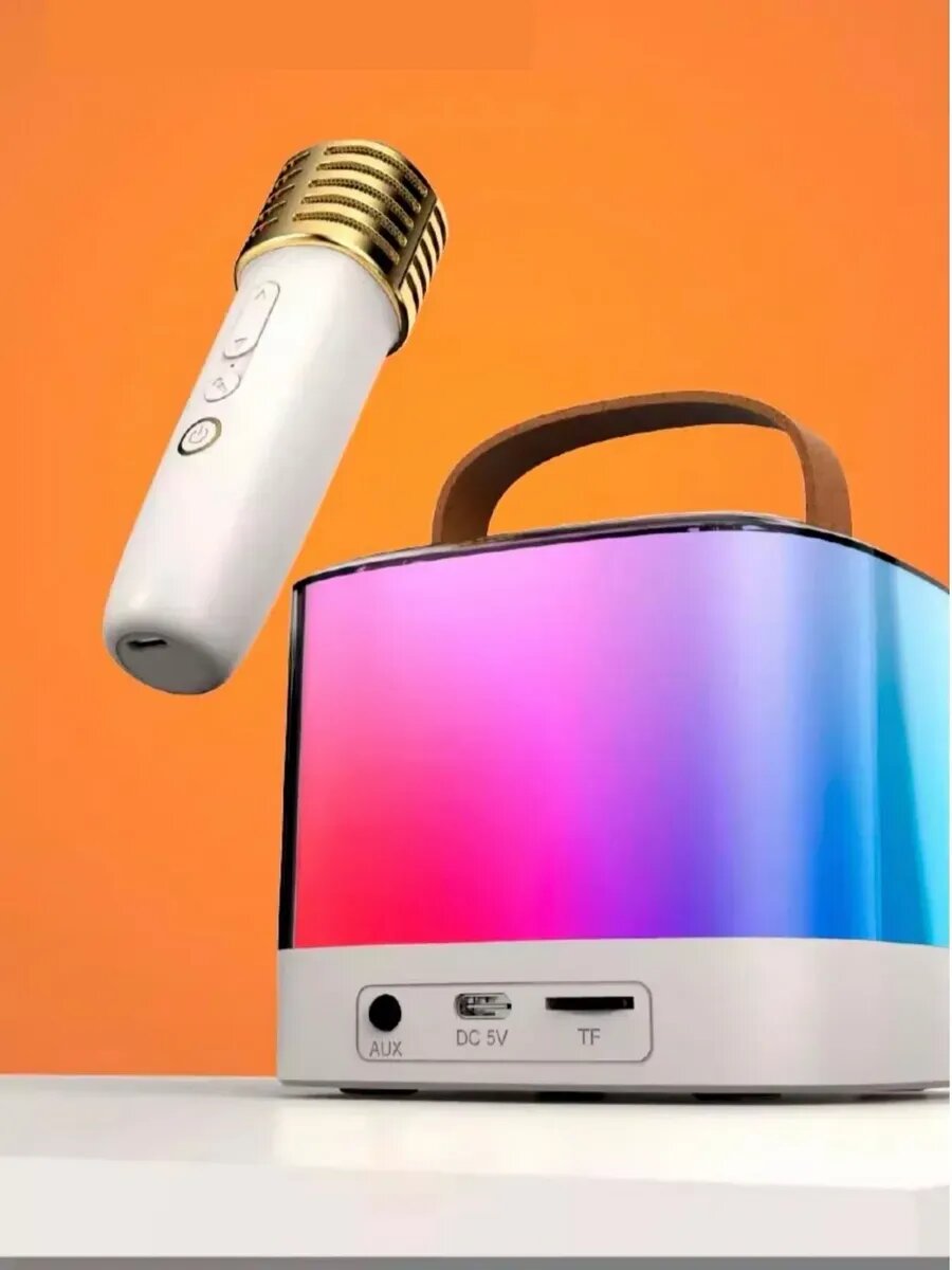 Колонка караоке беспроводная музыкальная с двумя микрофонами