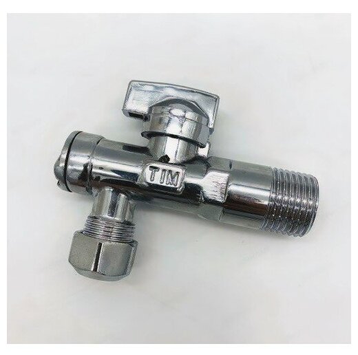 Кран шаровой угловой TIM - 1/2" x 10мм (НР/НР, с цангой и отражателем)