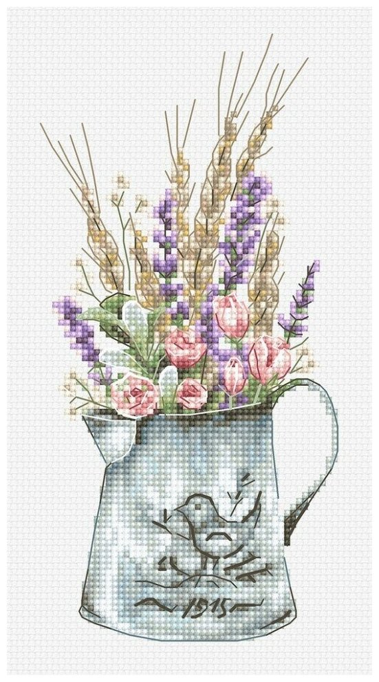 Набор для вышивания Luca-S #B7008 Букет с лавандой, Счетный крест, 8 х 16 см