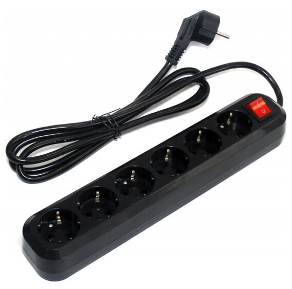 Сетевой фильтр 5BITES SP6B-318, 6 розеток, 16A, 1.8м, черный