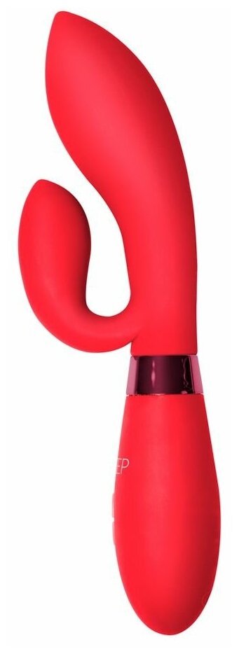 Красный вибратор Gina с клиторальным отростком - 20 см, красный