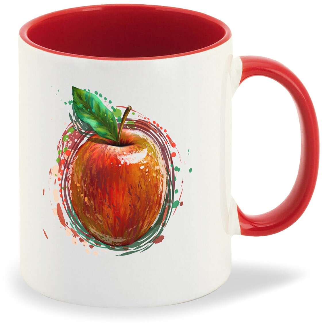 Кружка красная CoolPodarok Фрукты Яблоко