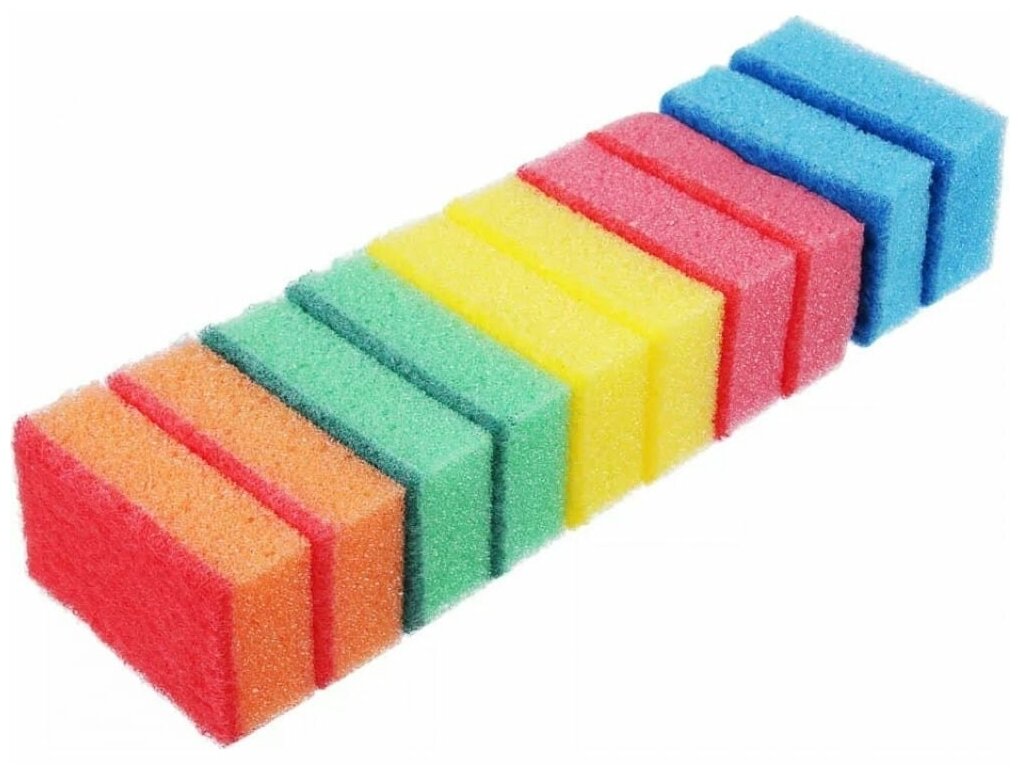 Набор губок для мытья посуды VETTA Прима 10 шт, 8x5х2.5 см 441-081