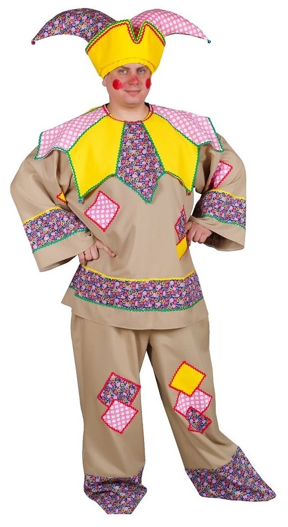 Костюм Скоморох Гришка взрослый (56) бежевый для уличных гуляний