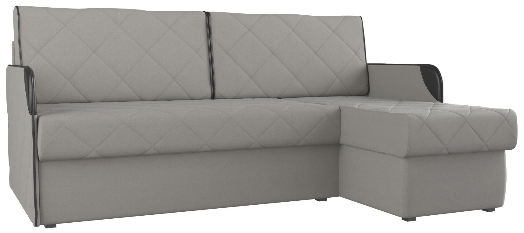 Диван угловой DiHall "Марсель", велюр, экокожа, механизм трансформации "дельфин", 2 места