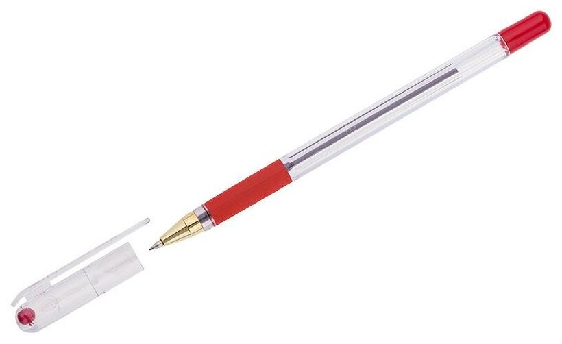 MunHwa Комплект ручек шариковых "MC Gold", красная, 0,5 мм, грип (12 ручек в комплекте) (количество товаров в комплекте: 12)