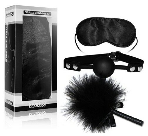 Набор для ролевых игр с щекоталкой Deluxe Bondage Kit LoveToy - чёрный